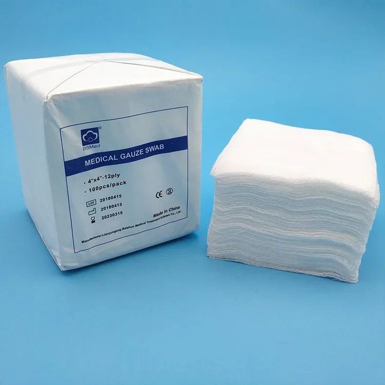 100% Bleached Cotton Absorbent Gauze Swab For Medical Dressing And ...