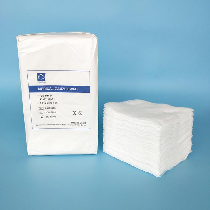 Cotton Sterile Medical Gauze Swabs White Color With Folded / Unfolded Edges